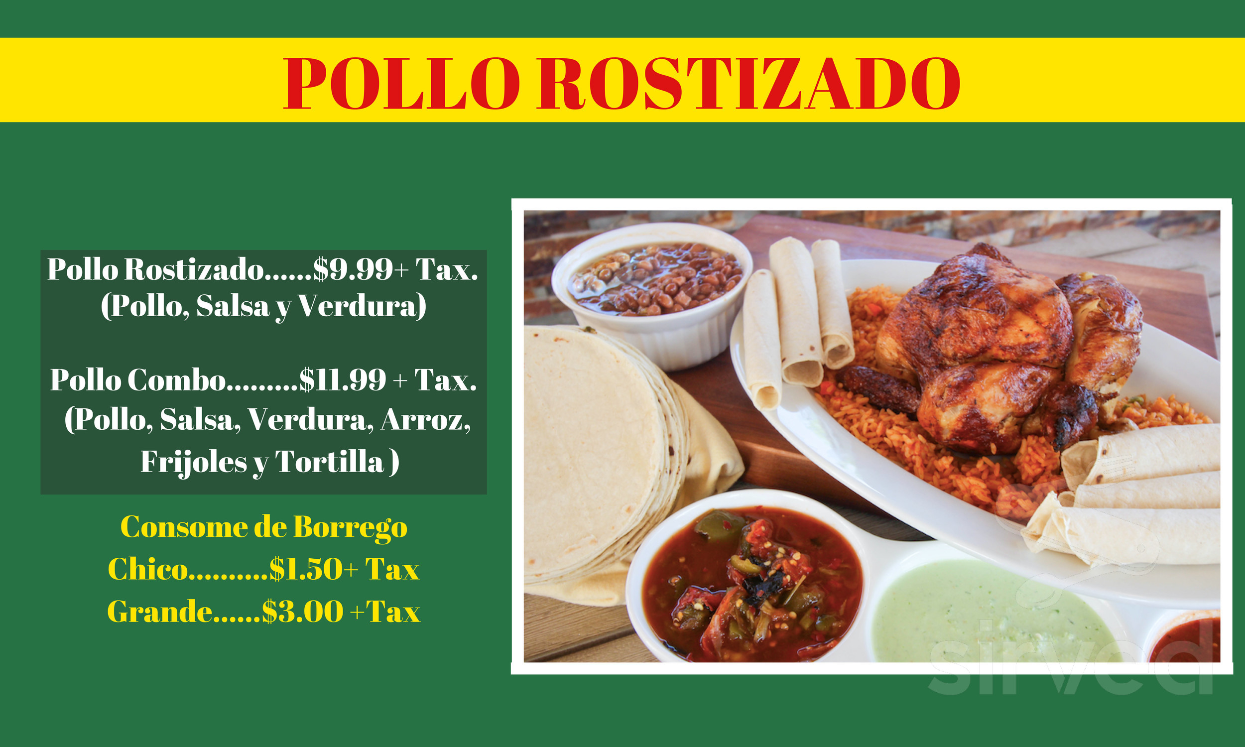 La Reyna Tortilleria 1960 menu in Houston, Texas, USA