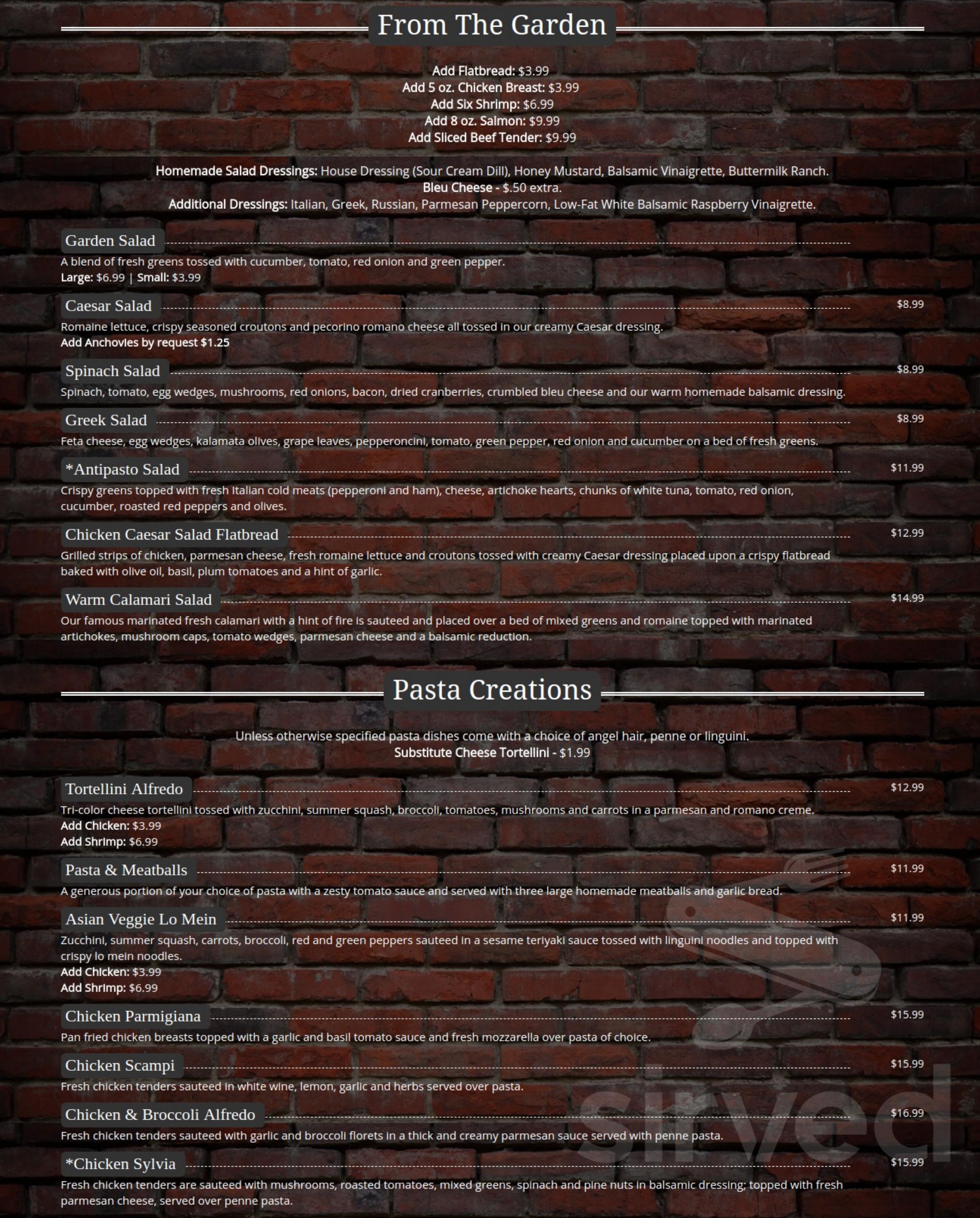 The Boynton Restaurant & Spirits menu in Worcester, Massachusetts, USA