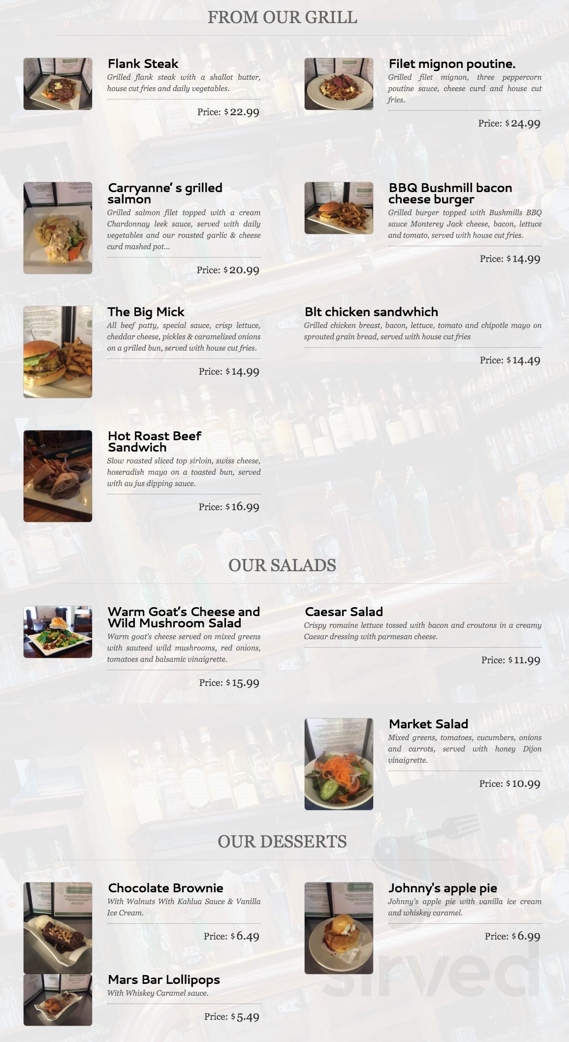 Menu for Duke and Devine's in Vaudreuil-Dorion, QC | Sirved