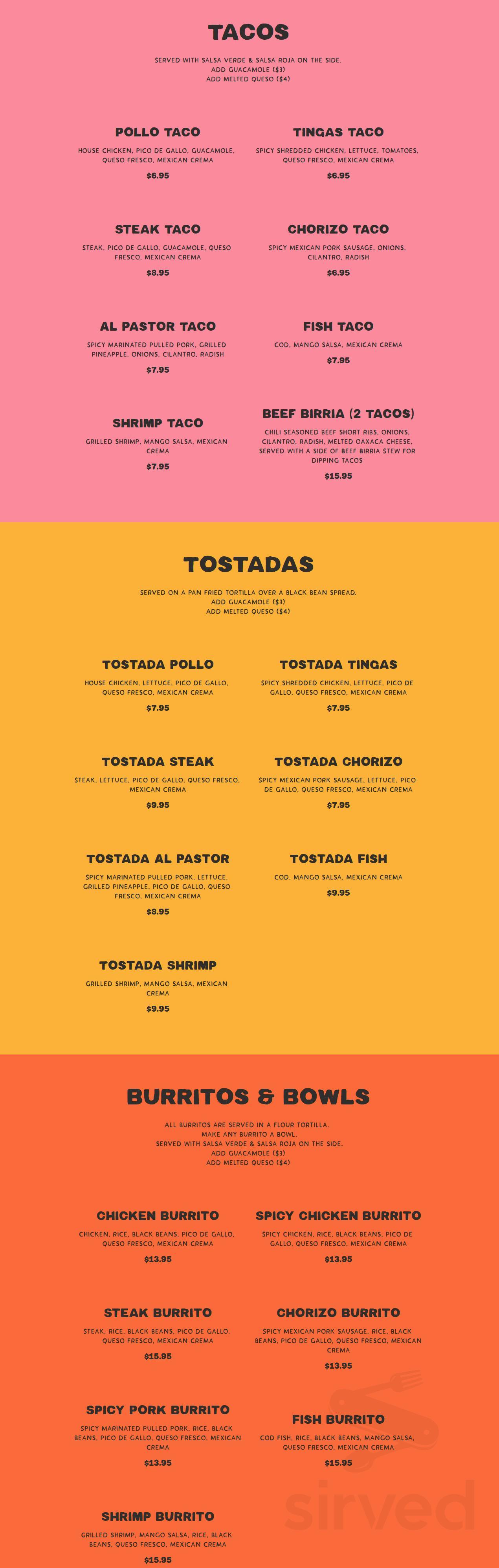 Taco Bae menu in Rockville Centre, New York, USA