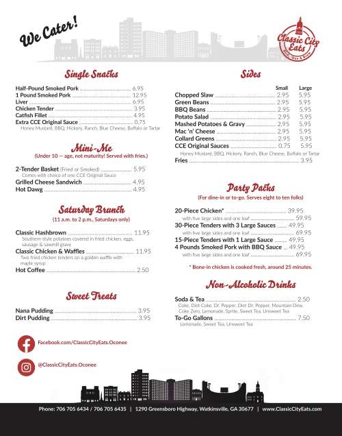 Classic City Eats menu in Watkinsville, Georgia, USA