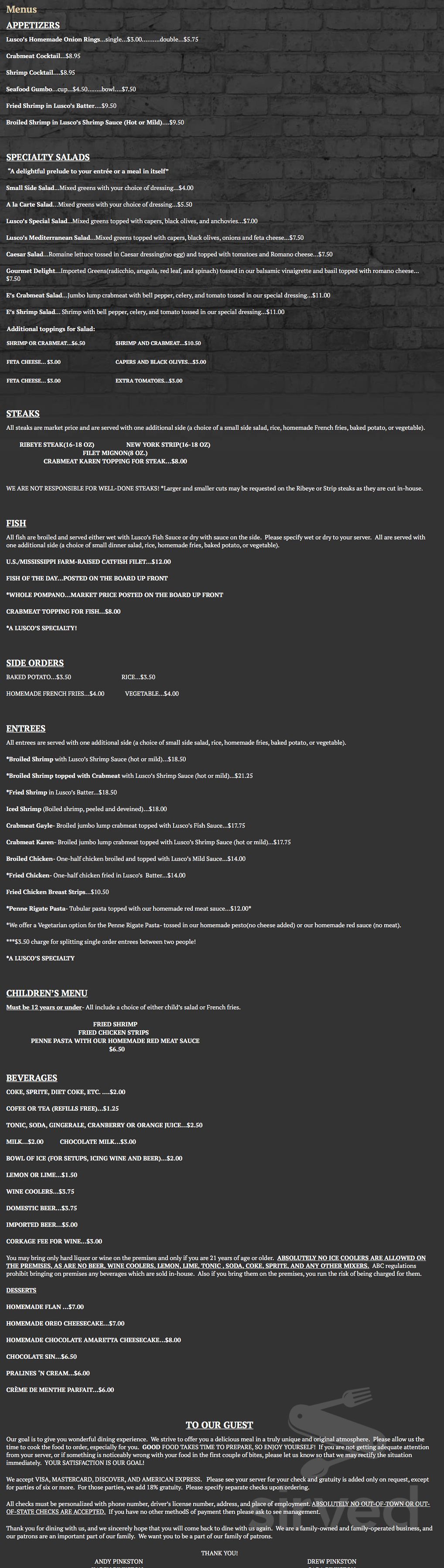 Menu for Laskos Restaurant in Midland, MI | Sirved