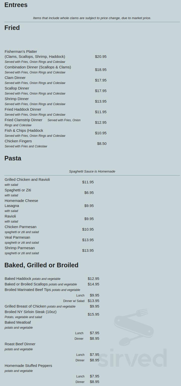 Nicky's menu in Wrentham, Massachusetts, USA