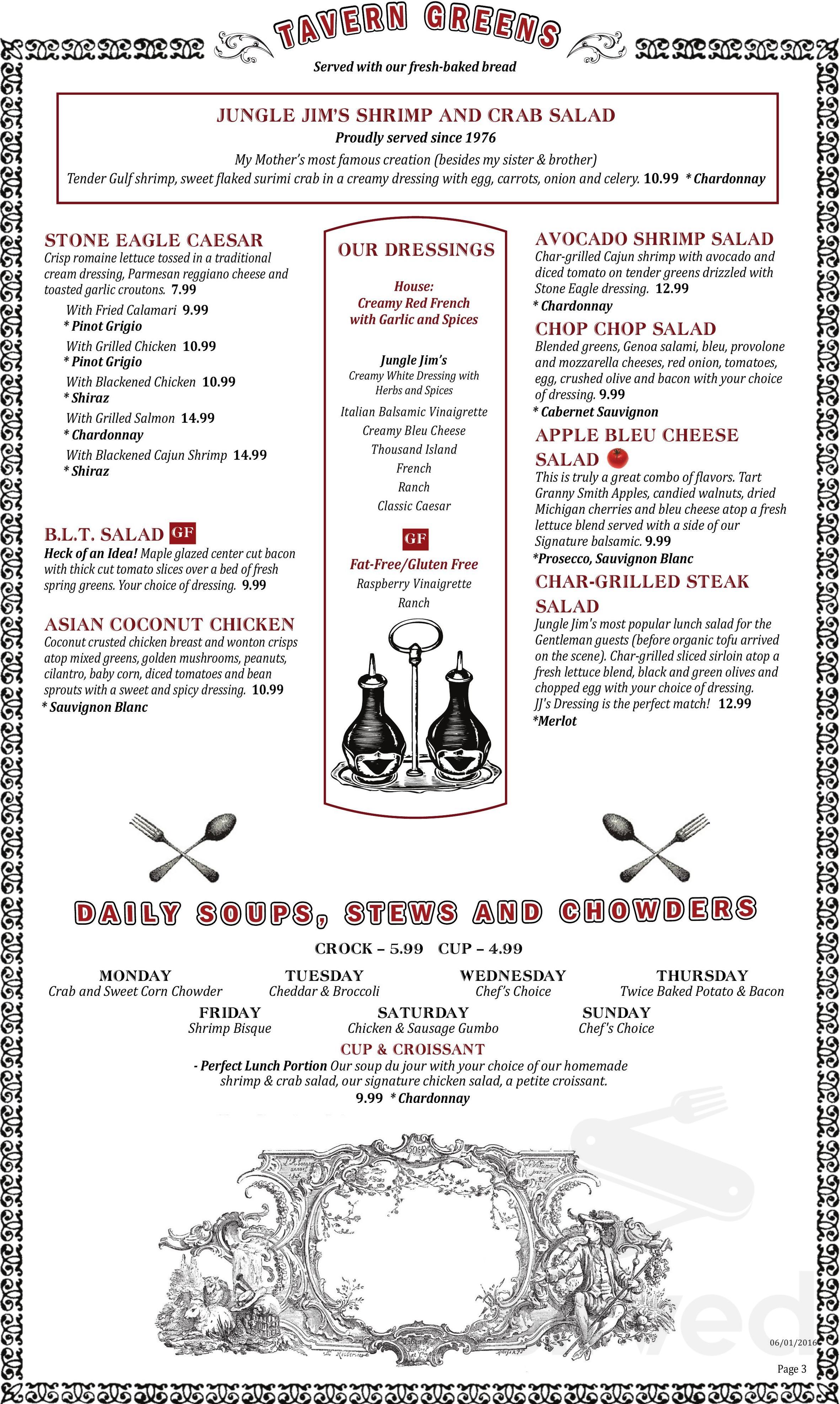 Stone Eagle Tavern menu in Rockford, Illinois, USA