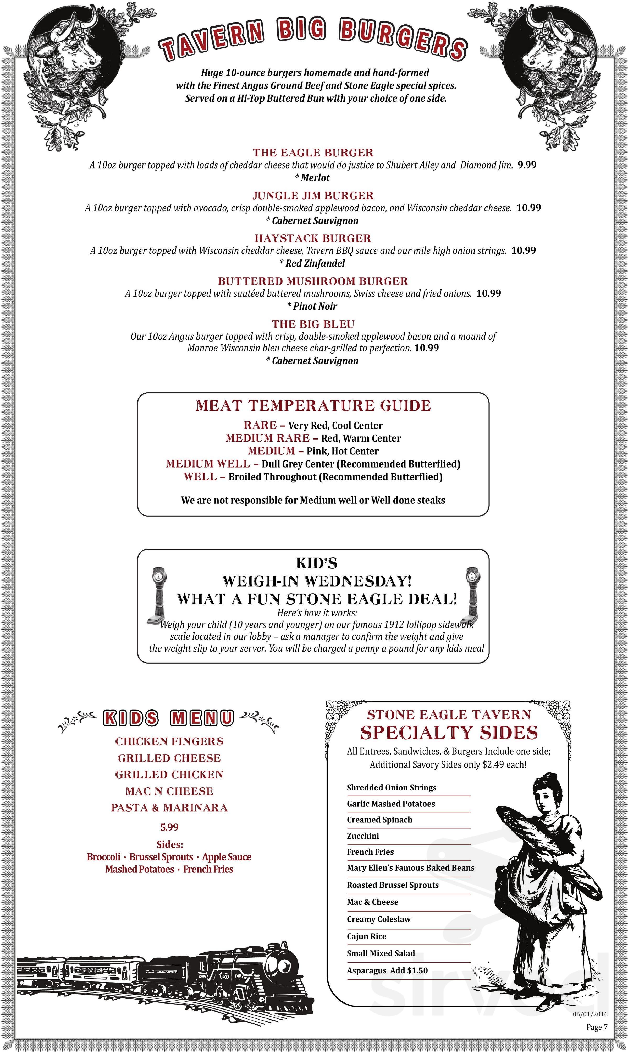 Stone Eagle Tavern menus in Rockford, Illinois, United States