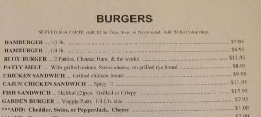 Menu for Buoy 9 Restaurant & Lounge in Hammond, OR | Sirved
