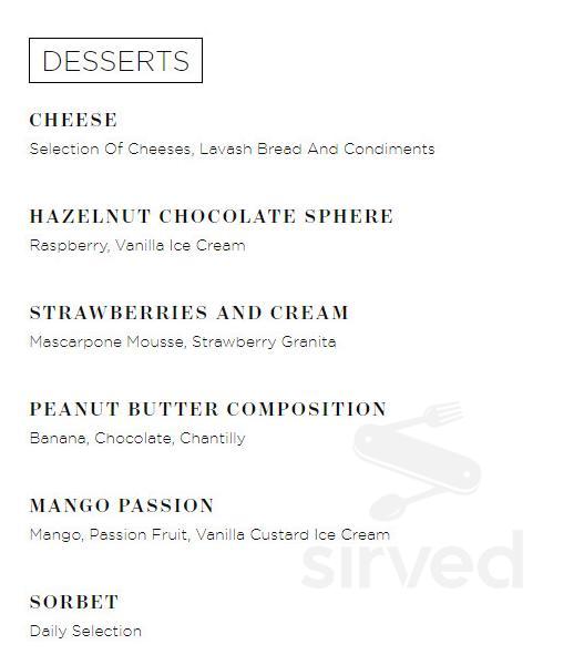 Atlas menu in Atlanta, Georgia, USA