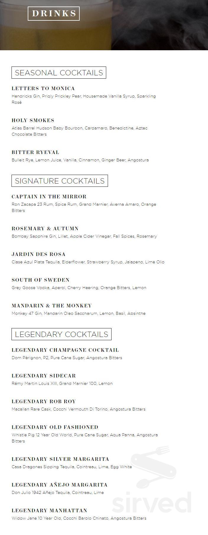 Atlas menu in Atlanta, Georgia, USA