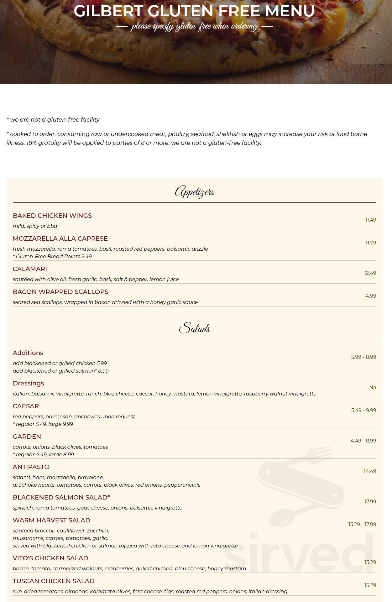 Vito's Pizza & Italian Ristorante menu in Scottsdale, Arizona, USA