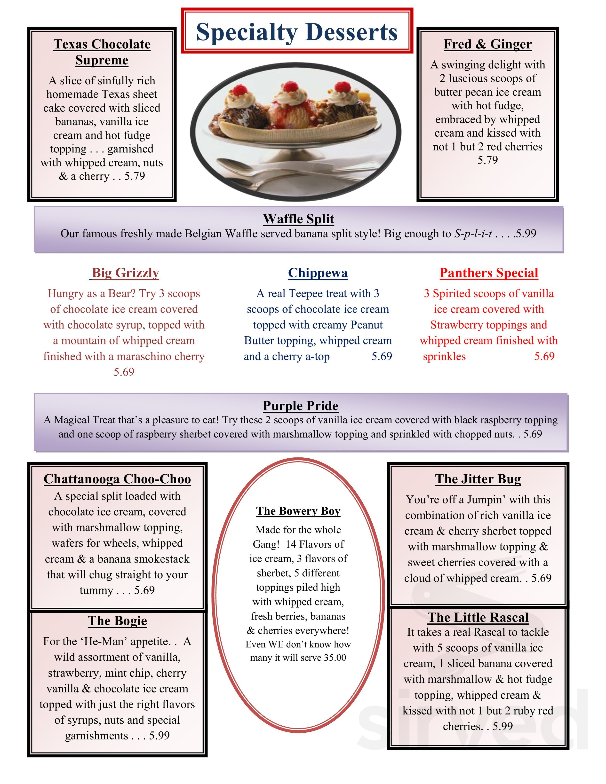 Sweet Henrie's Restaurant and ice cream parlor menus in Norton, Ohio ...