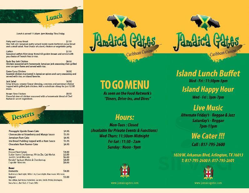Menu for Jamaica Gates Caribbean Cuisine in Arlington, TX | Sirved