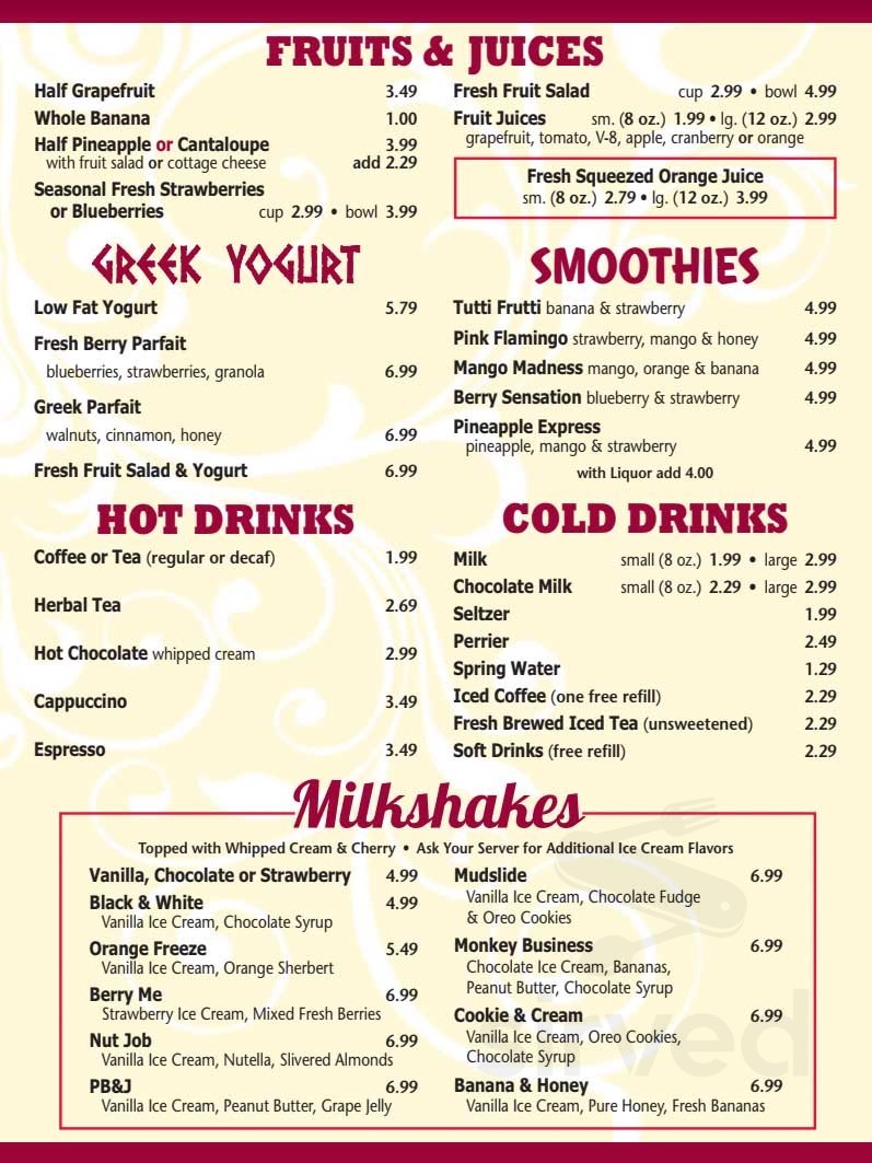 New 304 Diner menu in Nanuet, New York, USA