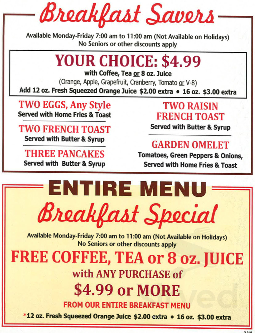 New 304 Diner menu in Nanuet, New York, USA