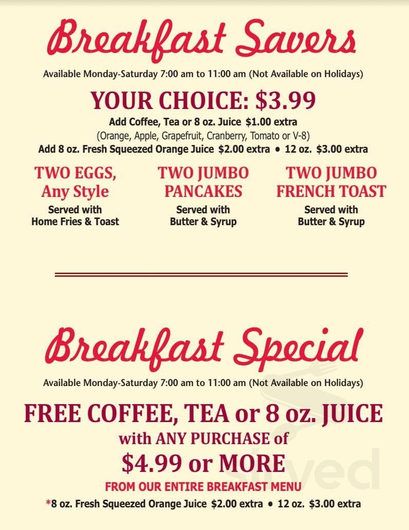 New 304 Diner menu in Nanuet, New York, USA