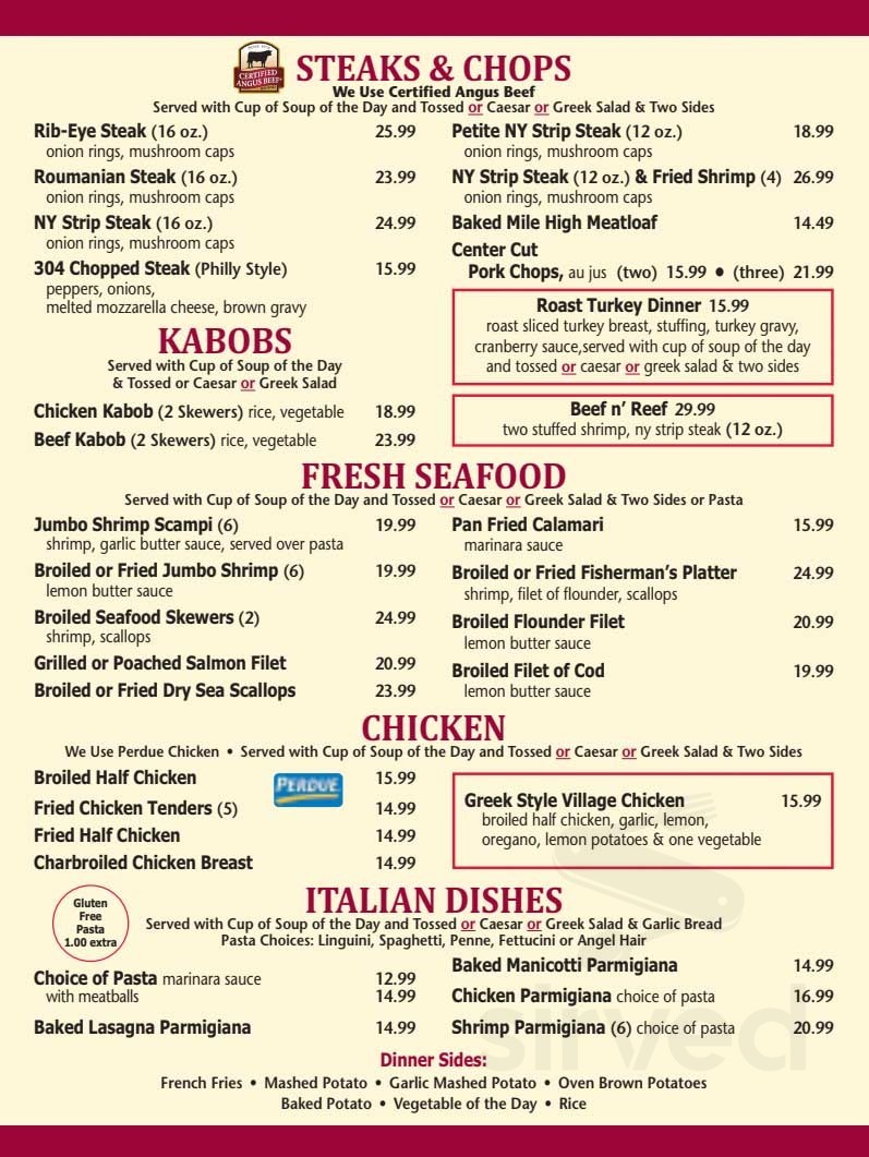 New 304 Diner menu in Nanuet, New York, USA