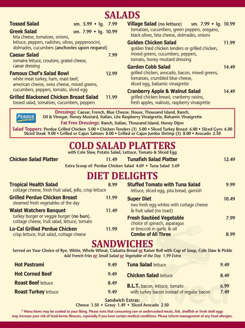 New 304 Diner menu in Nanuet, New York, USA