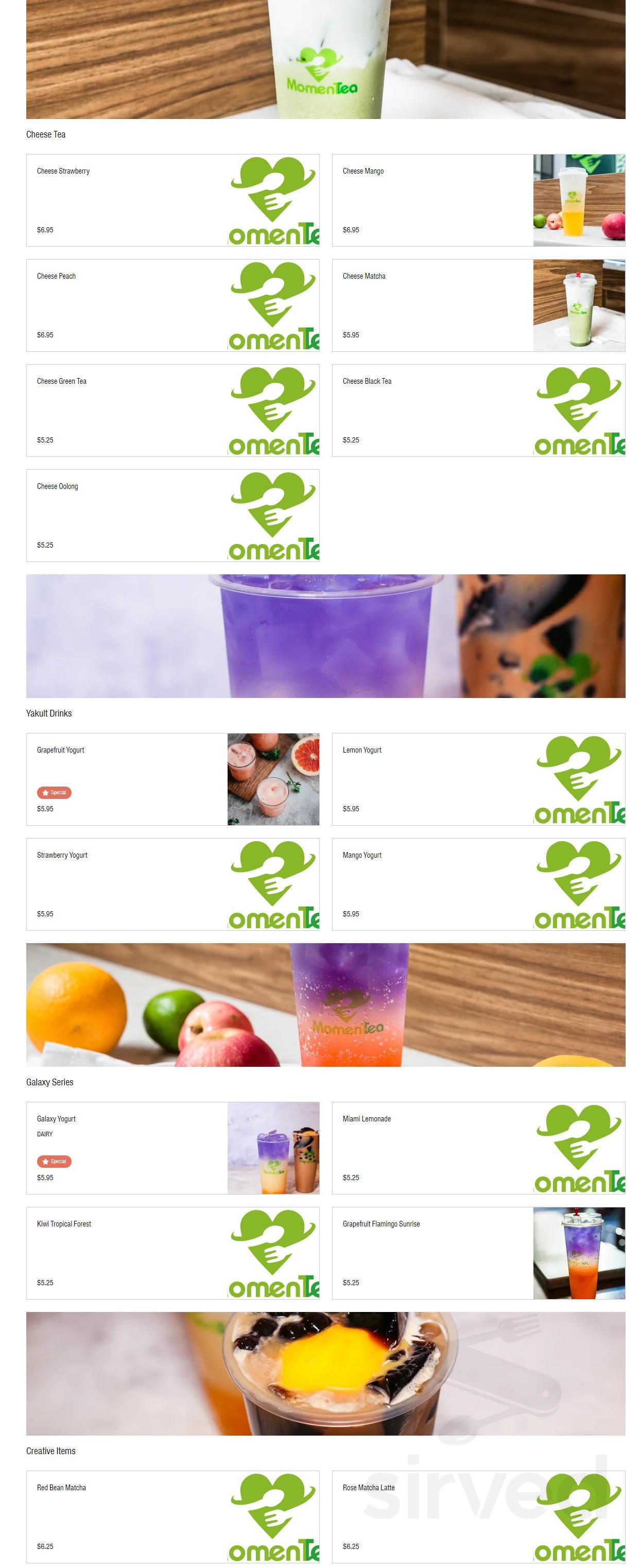 MomenTea Kitchen menu in New York, New York, USA