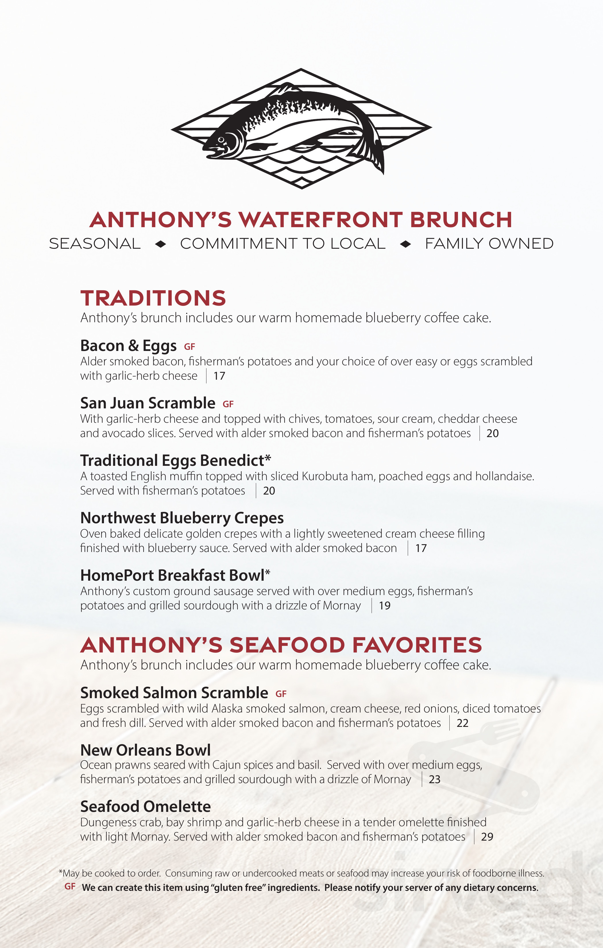 Anthony's at Gig Harbor menu in Gig Harbor, Washington, USA