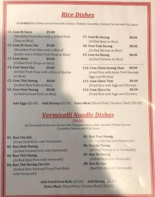 Pho Tay Do menu in Richmond, Virginia, USA
