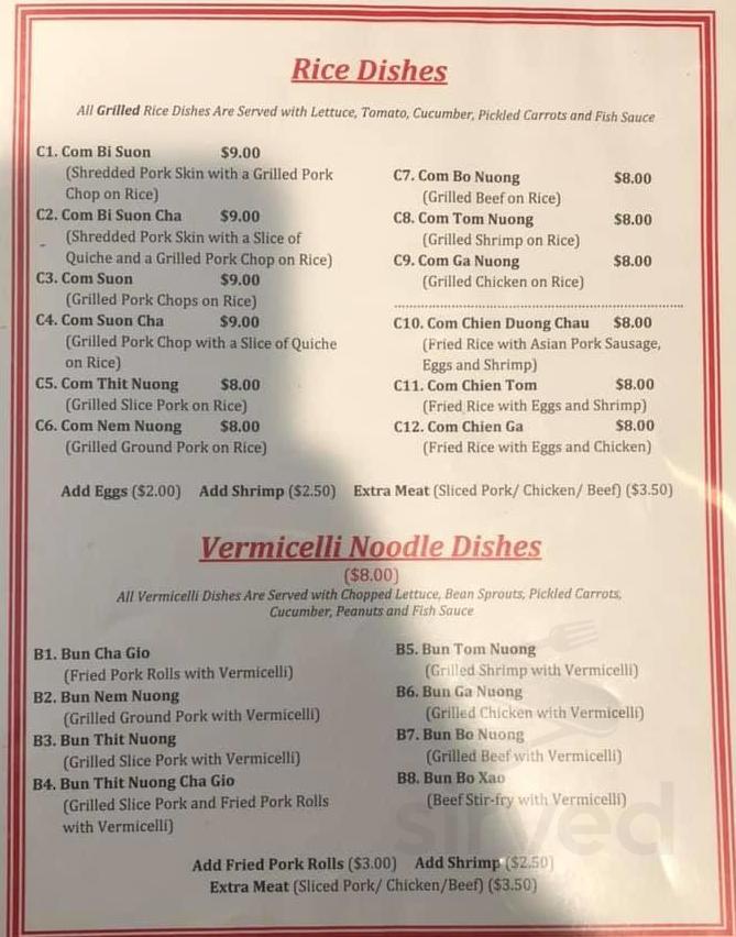 Pho Tay Do menu in Richmond, Virginia, USA