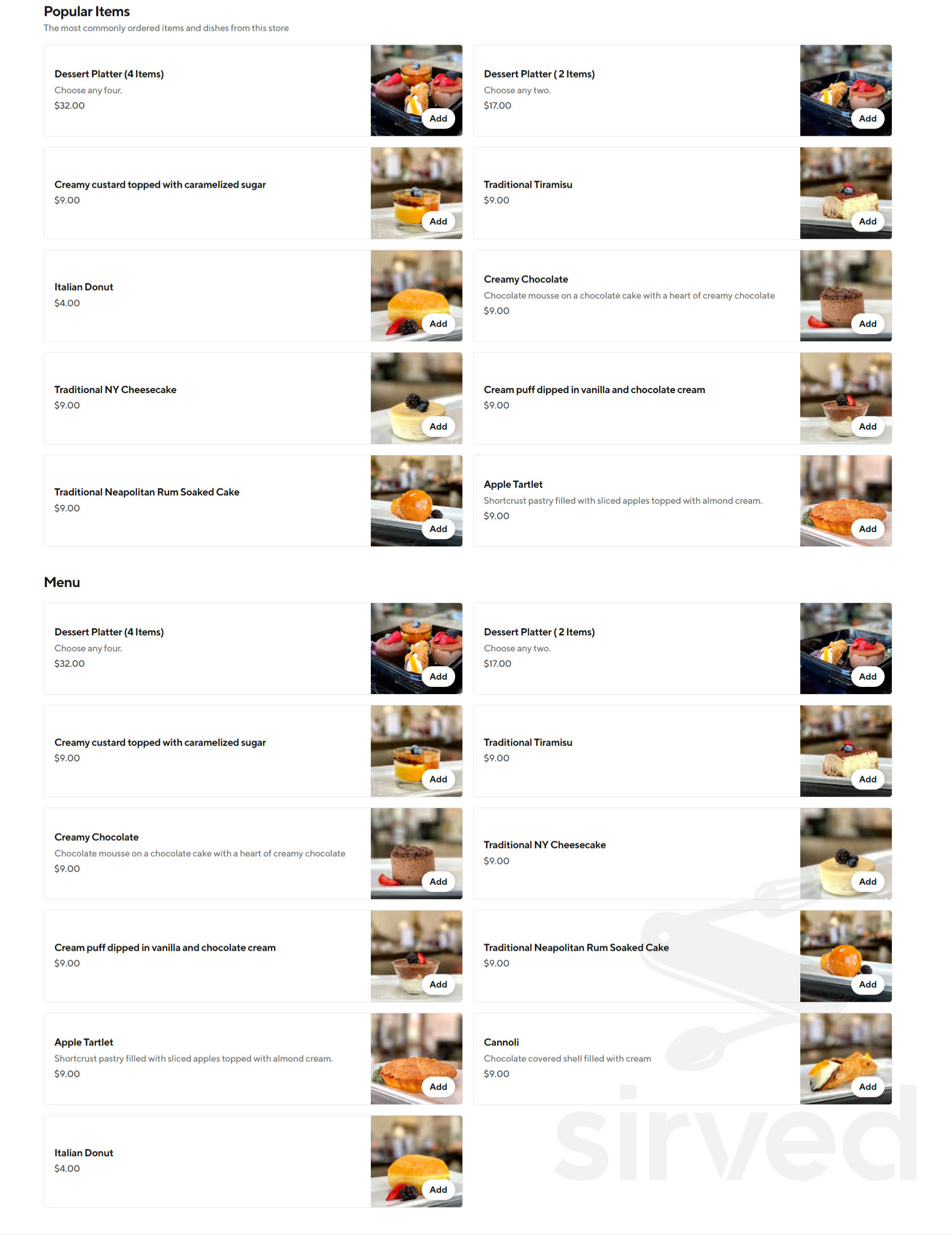 Menu - Sherman Oaks CA's Ms. Sweets Decadent Desserts | Sirved