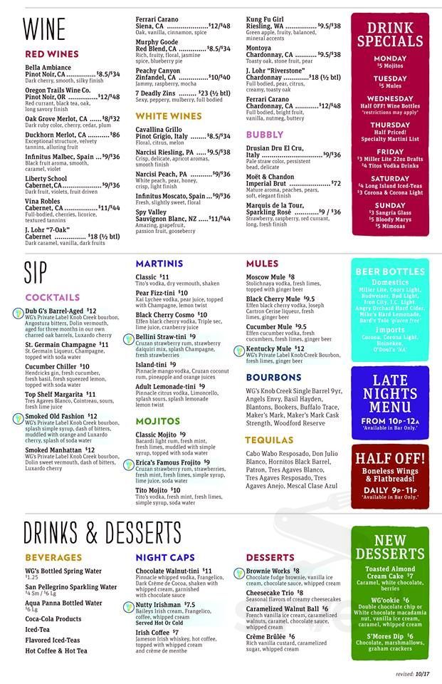 Menu - St. Louis MO's Walnut Grill-Wexford | Sirved