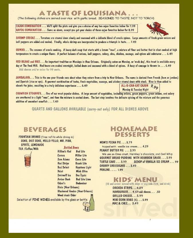 The Feed Mill Restaurant menus in Morganfield, Kentucky, United States