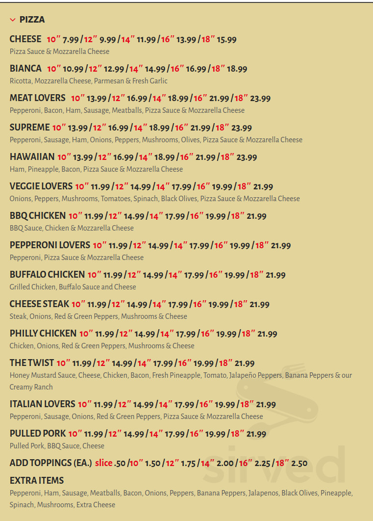 Giovanni's Pizza menu in Davenport, Florida, USA