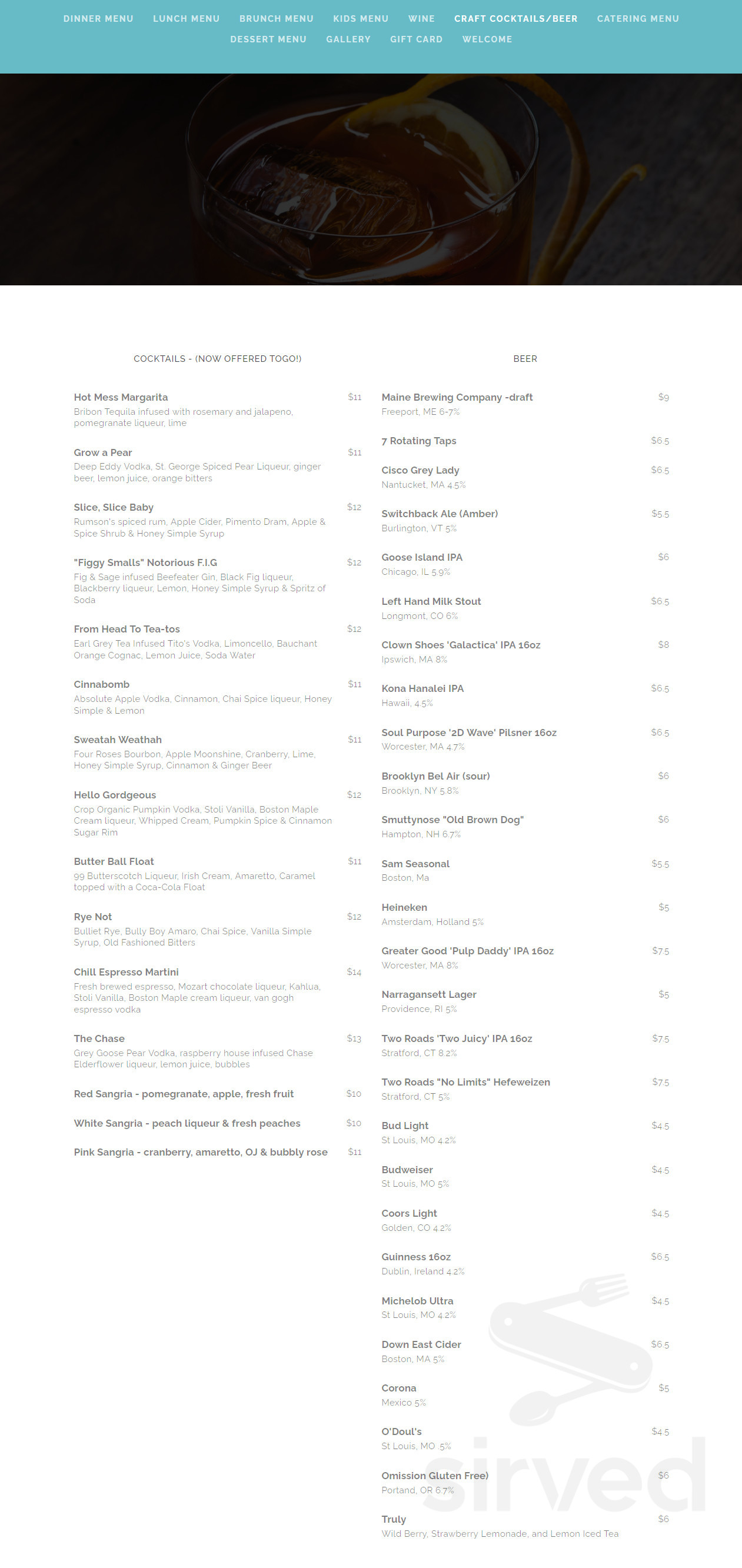 Menu - Marlborough MA's Chill Kitchen and Bar | Sirved
