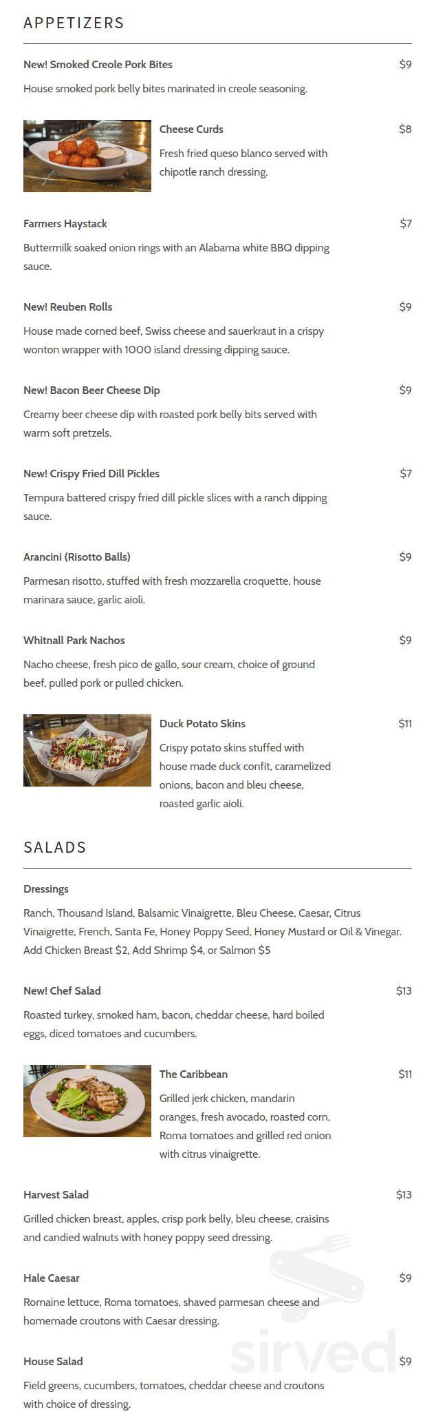 The Hale House menu in Hales Corners, Wisconsin, USA