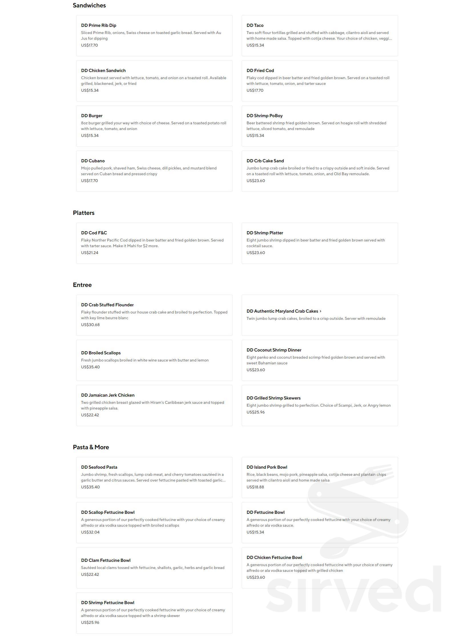 Captain Hirams menu in Sebastian, Florida, USA