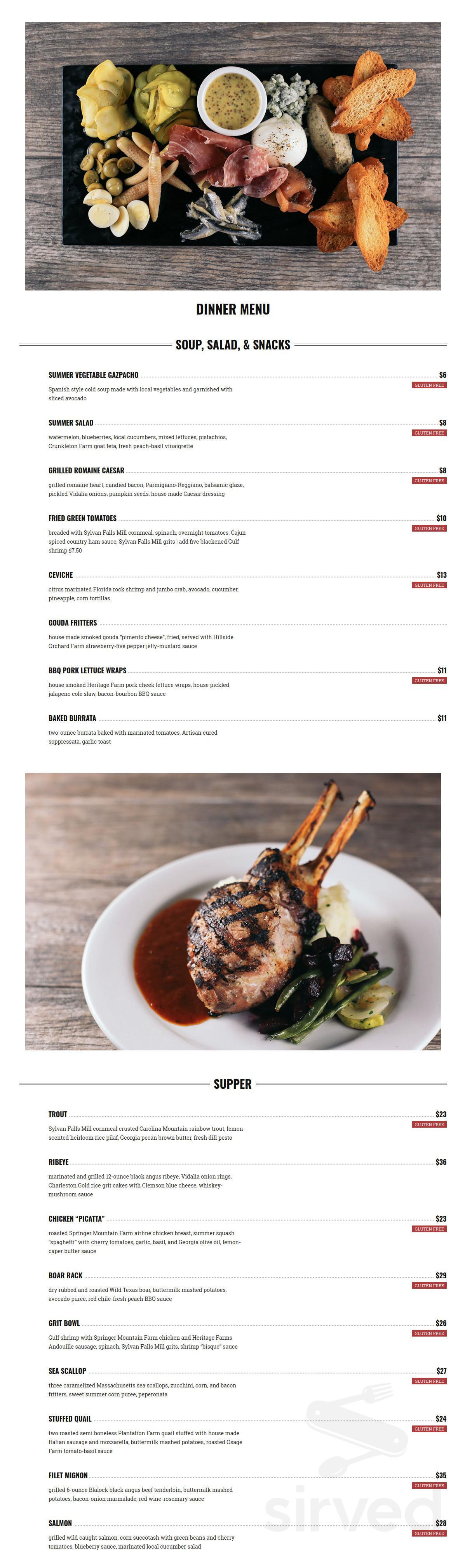 Fortify Kitchen and Bar menu in Clayton, Georgia, USA