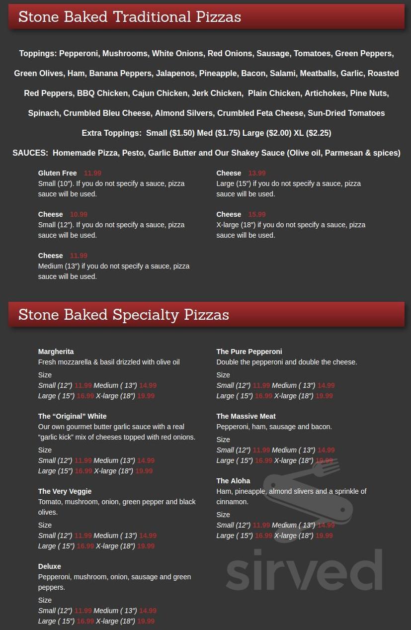Bridge Street Pizza menu in Dublin, Ohio, USA