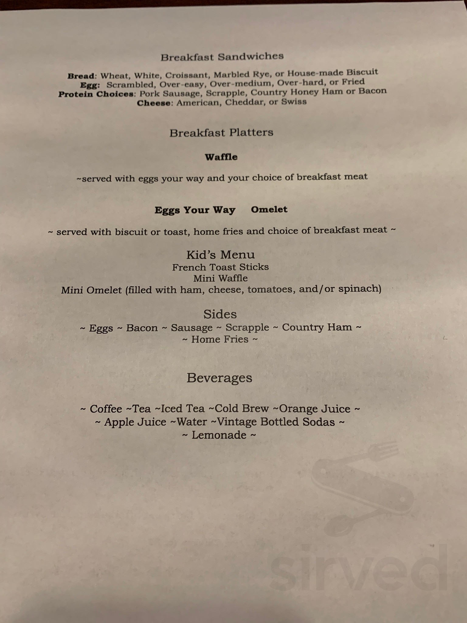 Bulrushes Cafe menu in Prince Frederick, Maryland, USA