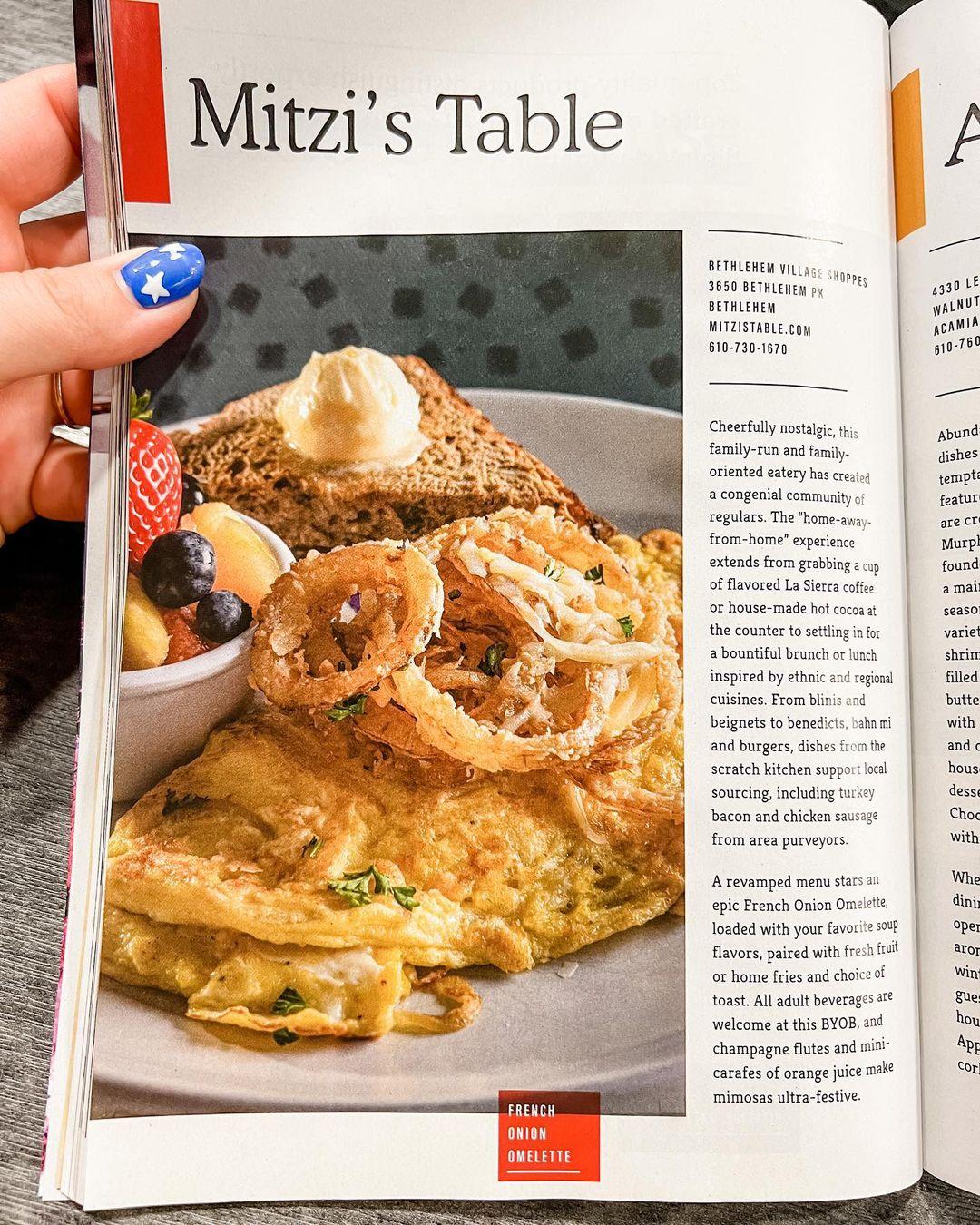 Mitzi's Table menus in Bethlehem, Pennsylvania, United States