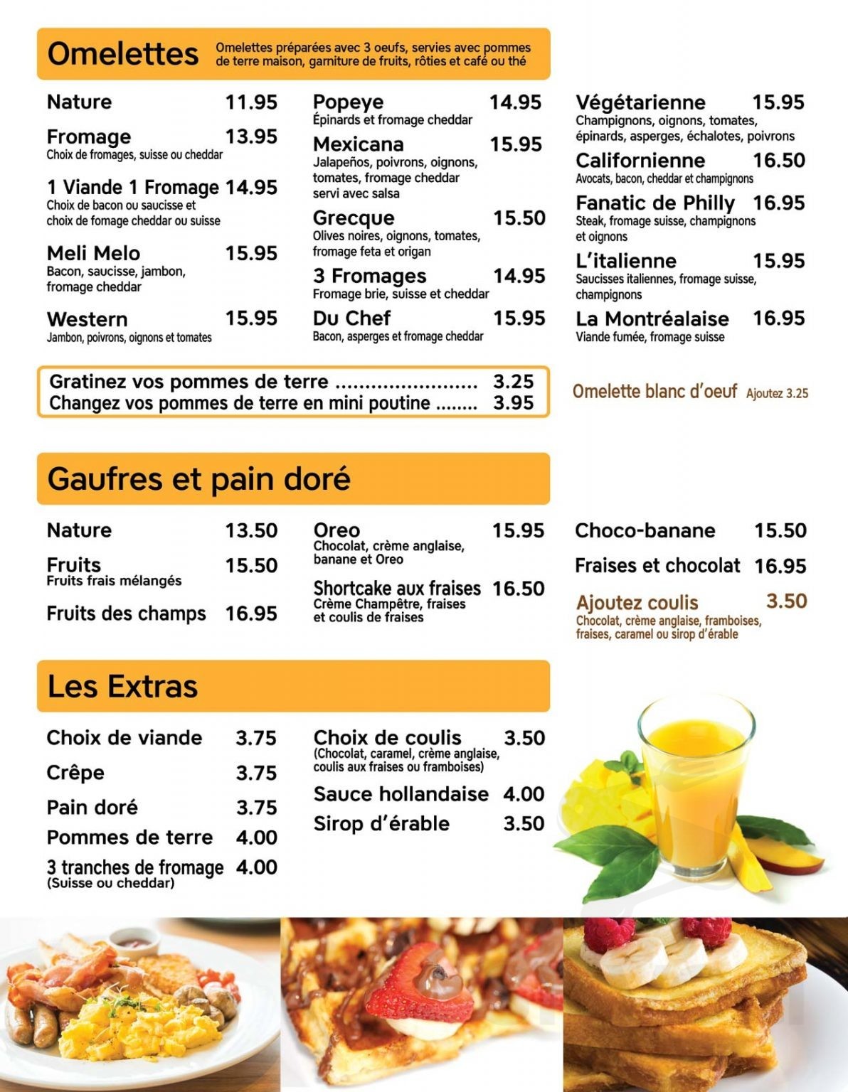 Meli Déjeuner Crêperie menu in Gatineau, Quebec, Canada