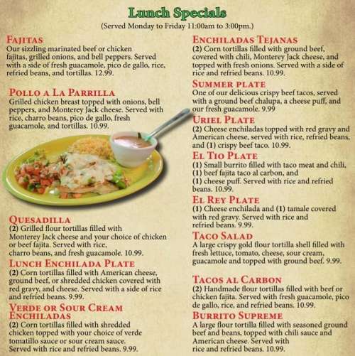 Casa Tapatia Mexican Restaurant & Bar menu in Beaumont, Texas, USA