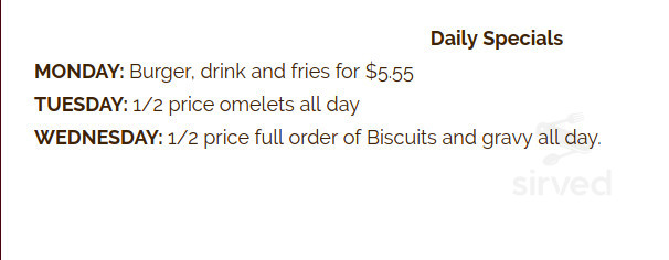 Beckley Omelet Shoppe menus in Beckley, West Virginia, United States