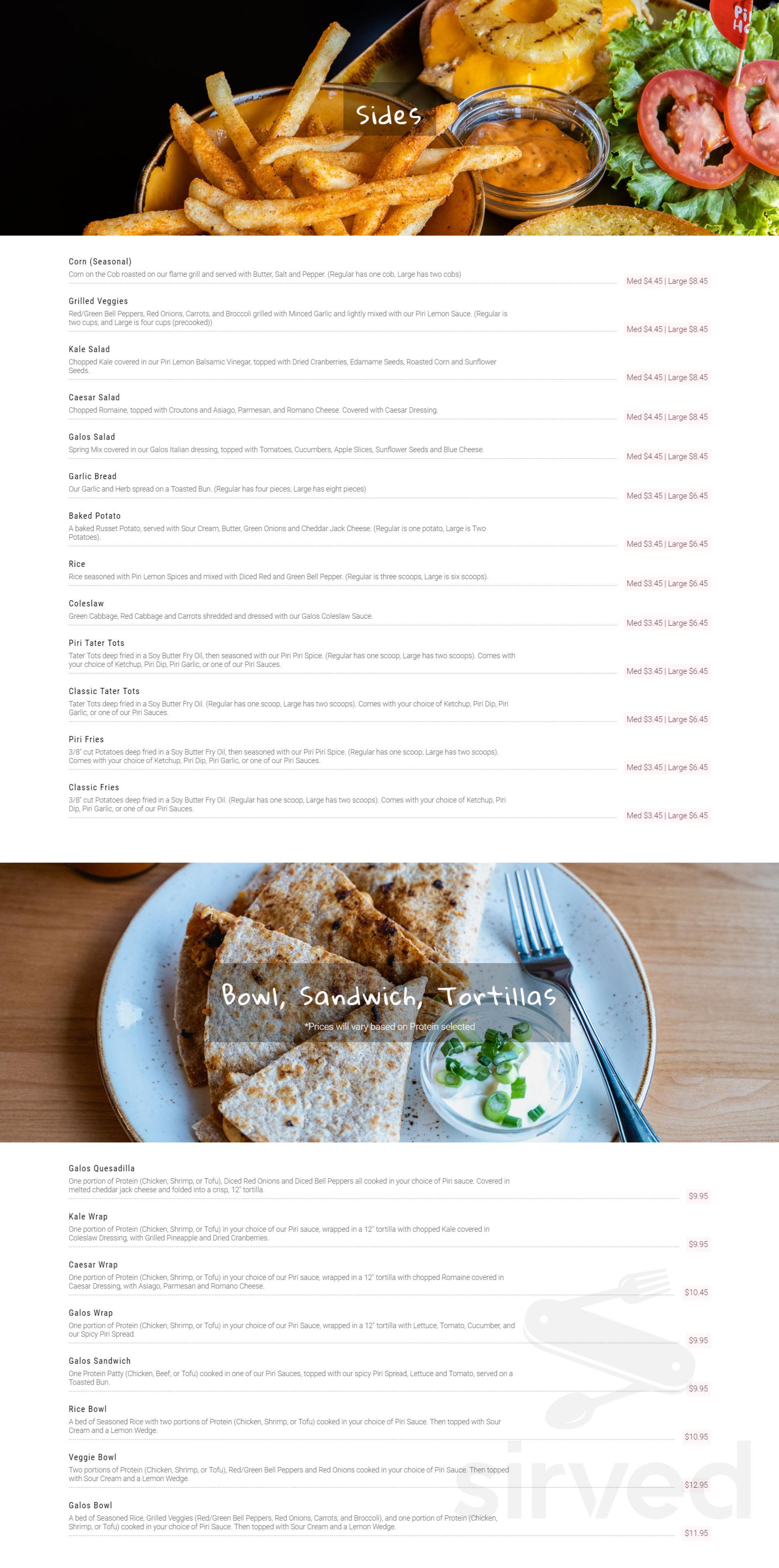 Galos Flame Grilled Chicken menu in Seattle, Washington, USA