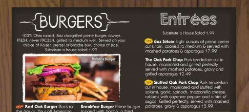 Red Oak Pub and Restaurant Menu - Newark, Ohio | Sirved