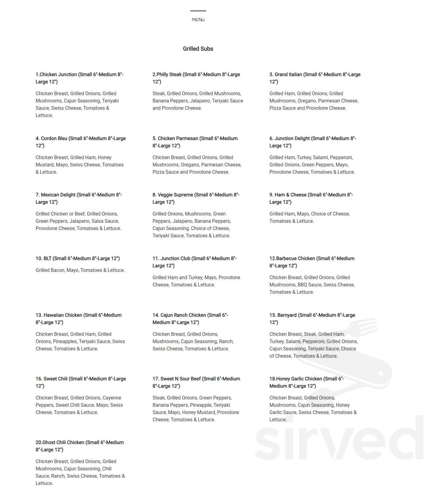 Grand junction Grilled Subs 13th Ave menu in Fargo, North Dakota, USA