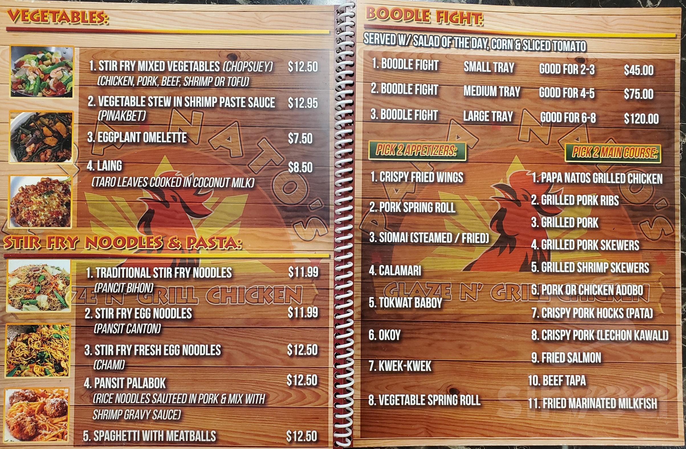 Papa Natos Glaze and Grill Chicken menu in Regina, Saskatchewan, Canada