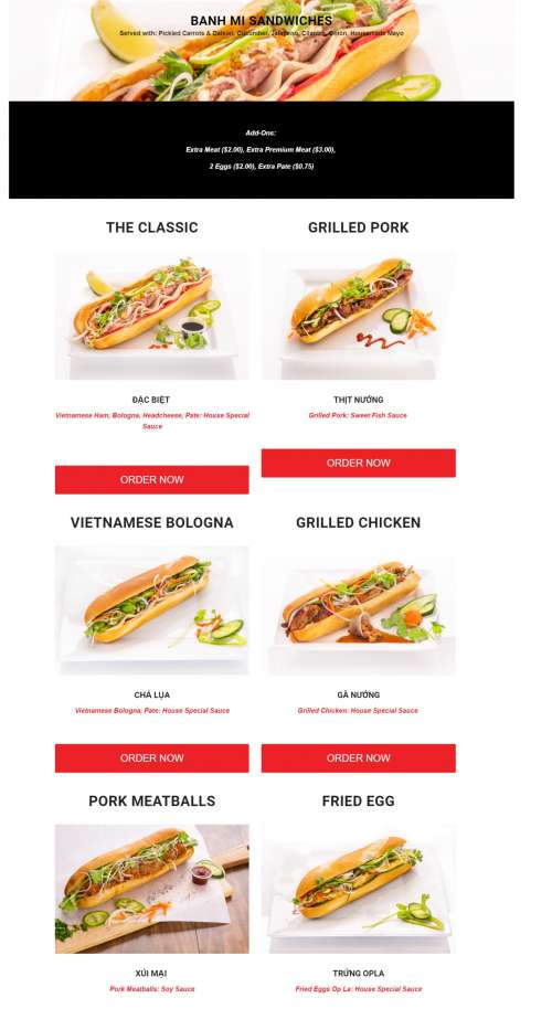 Pickle Banh Mi Co menu in Fountain Valley, California, USA