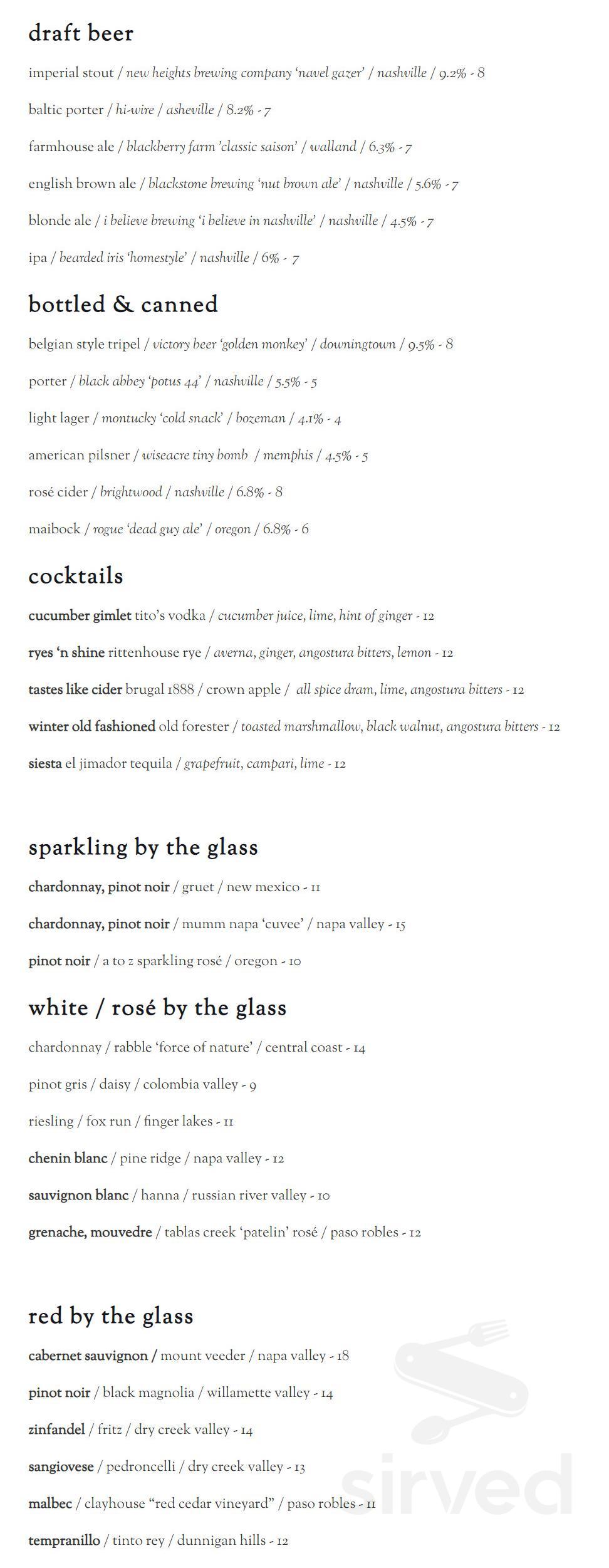 5th & Taylor menu in Nashville, Tennessee, USA