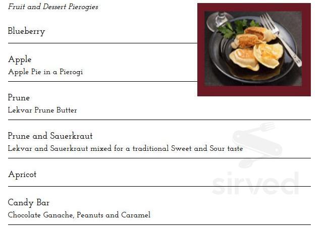 The Pierogi Lady menu in Akron, Ohio, USA