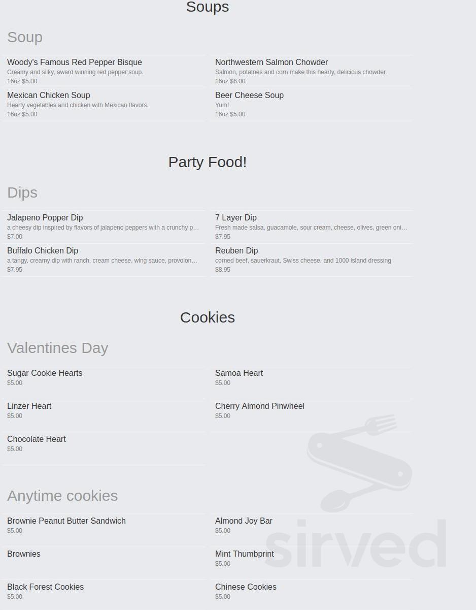 The Pierogi Lady menu in Akron, Ohio, USA