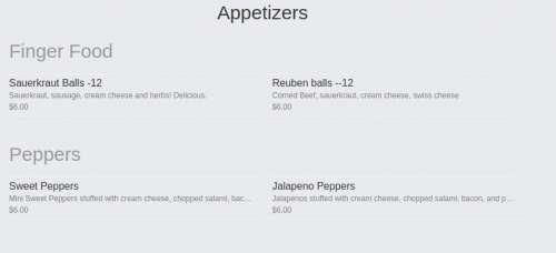 The Pierogi Lady menu in Akron, Ohio, USA