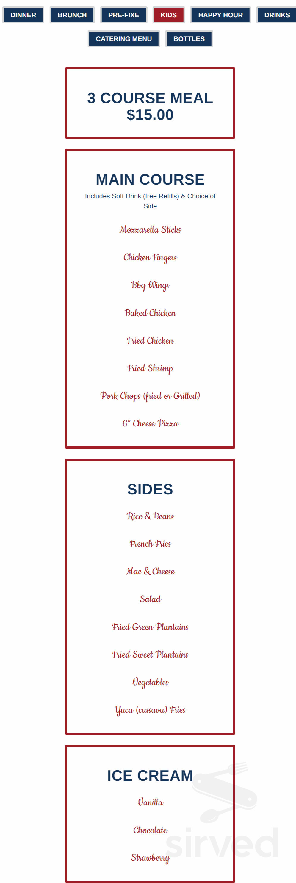 Capicu Latin Cuisine & Sport Bar menu in Middletown, New York, USA