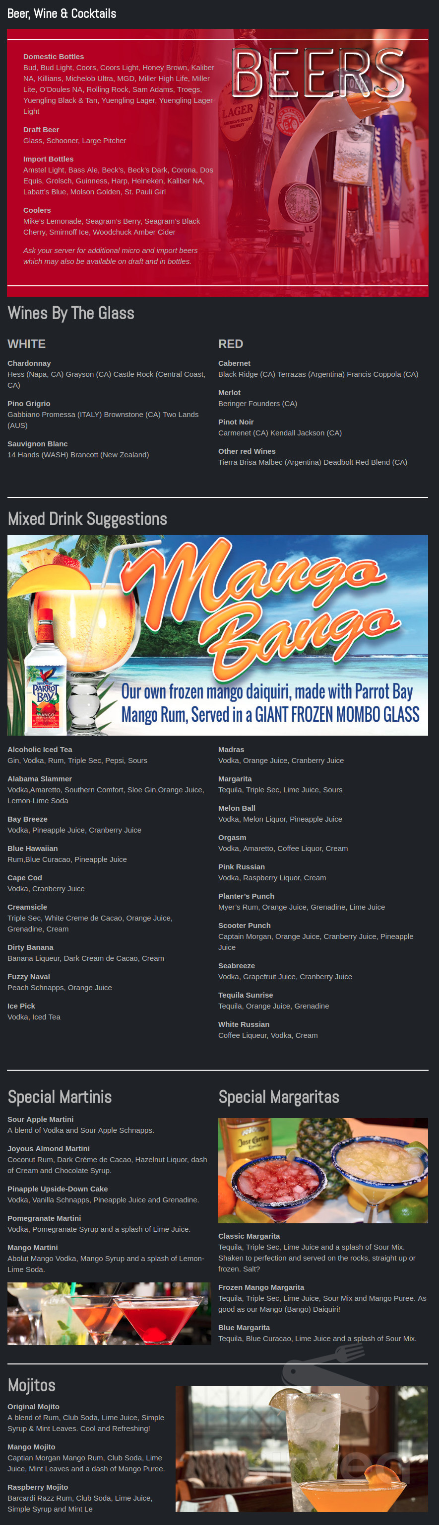 Dukes Bar & Grille menus in Mechanicsburg, Pennsylvania, United States