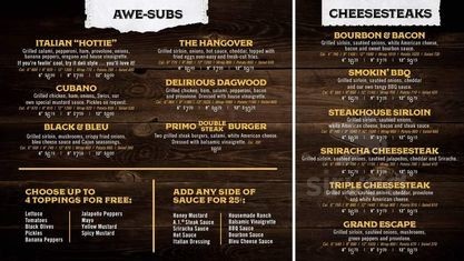 Steak Escape menu in Collierville, Tennessee, USA